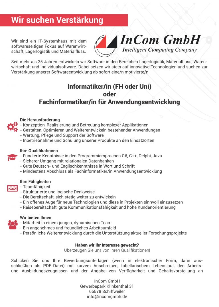 Softwareentwickler gesucht – InCom GmbH